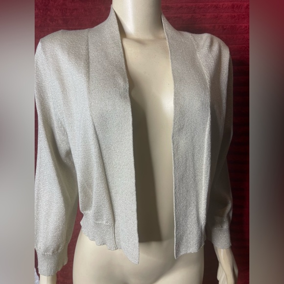 Tops | Calvin Klein Gold Metallic Cardigan | Poshmark